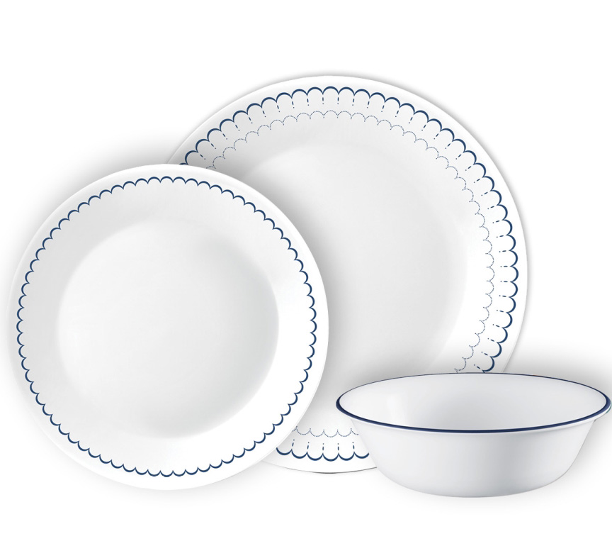 סט צלחות קורנינג 24 חלקים CORELLE® - Classic Cafe Blue